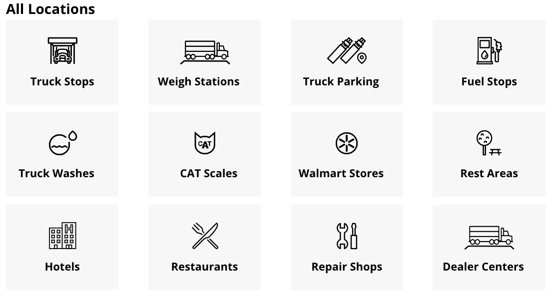 What locations can I see in the app? – Trucker Path Help Center